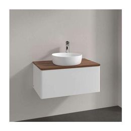 Villeroy & Boch Villeroy und Boch Antao Waschtisch-Unterschrank L30012GF mit Beleuchtung, 1 Auszug, 800 x 360 x 500 mm, Front ohne Struktur, Glossy White Lacquer / Warm Walnut