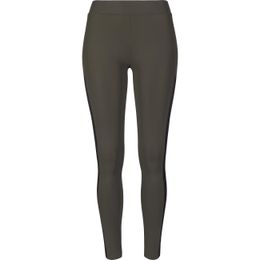 Leggings Urban Classics "Urban Classics Damen Ladies Jacquard Camo Striped Leggings", Damen, Gr. S, US-Gr&ouml;&szlig;en, schwarzolive, schwarzcamo, 80% Polyamid, 20% Elasthan, slim fit, Hosen Leggings