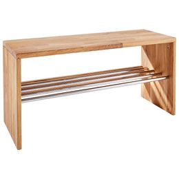 Linea Natura Schuhregal, Eiche, Holz, Metall, Wildeiche, massiv, 81x40x30 cm, Garderobe, Schuhaufbewahrung, Schuhregale