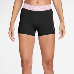 Trainingstights Nike "W NP DF 365 MR 3IN SHORT USM", Damen, Gr. L, N-Gr, schwarz, pink f, Obermaterial: 83% Polyester, 17% Elasthan, Hosen, leichtes und geschmeidiges Material, besonders dehnbar