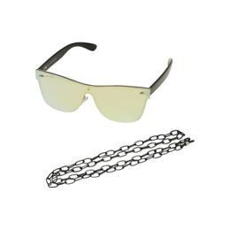 Sonnenbrille Urban Classics "Urban Classics Unisex 103 Chain Sunglasses", Damen, schwarz, gold mirror, Sonnenbrillen Sonnenbrille