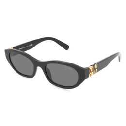 Miu Miu MUA03S | Damen-Sonnenbrille | Fassung: Vollrand, Geometrisch, Acetat, Schwarz | Glasfarbe: Grau