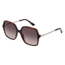 Guess GU7845 | Unisex-Sonnenbrille | Fassung: Vollrand, Quadratisch, Kunststoff, Havanna Gl&auml;nzend | Glasfarbe: Braun Verlaufend