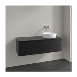 Villeroy & Boch Villeroy und Boch Antao Waschtisch-Unterschrank K23150PD 120x36x50cm, Hahnloch, Waschbeckenplattenfarbe Lack, black matt lacquer