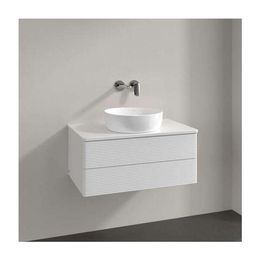 Villeroy & Boch Villeroy und Boch Antao Waschtisch-Unterschrank L19150GF mit Beleuchtung, 2 Ausz&uuml;ge, 800 x 360 x 500 mm, Front mit Struktur, Glossy White Lacquer / Glossy White Lacquer
