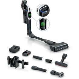 Bosch Akku-Stielstaubsauger "Unlimited 10 BTS1042WAC, MicroClean&trade; Technology, 10 J. Motorgarantie", wei&szlig;, B:25cm H:130cm T:21,6cm, Akkusauger, Display, Knickrohr, HEPA-Filtersystem, Schnellladeger&auml;t, 2 Akkus, wei&szlig;