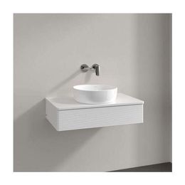 Villeroy & Boch Villeroy und Boch Antao Waschtisch-Unterschrank L08150GF mit Beleuchtung, 1 Auszug, 800 x 190 x 500 mm, Front mit Struktur, Glossy White Lacquer / Glossy White Lacquer