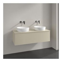Villeroy & Boch Villeroy und Boch Antao Waschtisch-Unterschrank L35050HJ mit Beleuchtung, 120x36x50cm, Hahnloch, Waschbeckenplattenfarbe Lack, silk grey matt lacquer