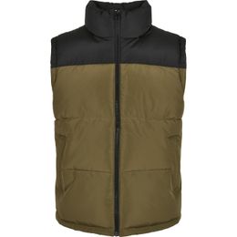 Jerseyweste Urban Classics "Urban Classics Herren Block Puffer Vest", Herren, Gr. S, schwarz, tiniolive, 100% Polyester, Rundhals, Westen