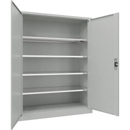 eurokraft pro Stahlschrank mit Fl&uuml;gelt&uuml;ren, 4 Fachb&ouml;den, Breite 1500 mm, HxBxT 1950 x 1500 x 600 mm, lichtgrau
