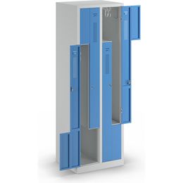 eurokraft basic Z-Spind Amsterdam, 2 Abteile, lichtgrau / lichtblau, Breite 590 mm