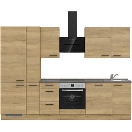K&uuml;chenzeile Nobilia "Structura II", NEU: individuell anpassbar mit gratis Profi-Beratung", braun (k&uuml;che: braun, korpus: eiche sierra nachbildung, arbeitsplatte: beton schiefergrau nachbildung), B:300,3cm H:216,6cm T:60cm, Komplettk&uuml;chen-Sets, K&uuml;chenzeile, vormontiert, Breite 300 cm, Ausrichtung w&auml;hlbar, wahlw. mit E-Ger&auml;ten