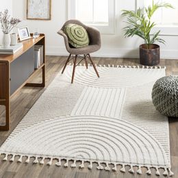 Teppich LIVABLISS "ZAMBIA", beige, B:160cm H:19mm L:213cm, Kunstfaser, Teppiche, Teppich, Skandi Design, Modern Boho Kurzflor Wohnzimmerteppich, Schlafzimmer