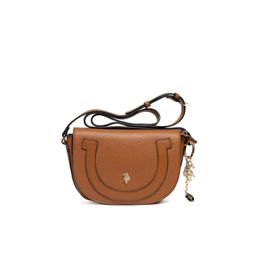 Schultertasche U.S. Polo Assn. "LAWSON FLAP CROSSBODY BAG Damen", Damen, Gr. B/H/T: 6cm x 15cm onesize, tan, Polyurethan, Taschen Schultertasche, Schultertasche Damen, Abendtasche, Fashion, Lifestyle, Sale