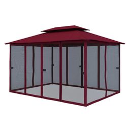 Moskitonetz-Wand f&uuml;r Comfort Gartenpavillon | bordeaux, 6 St&uuml;ck