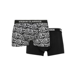 Boxershorts Urban Classics "Urban Classics Herren Organic Boxer Shorts 2-Pack", Damen, Gr. 3XL, 1 Stk., detail aop schwarz, 95% Baumwolle (Bio), 5% Elasthan, Unterhosen