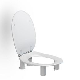 Pressalit Dania WC-Sitz R34000 mit Deckel, erh&ouml;ht 100mm, mit Spritzblende, wei&szlig;