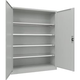 eurokraft pro Stahlschrank mit Fl&uuml;gelt&uuml;ren, 4 Fachb&ouml;den, Breite 1500 mm, HxBxT 1950 x 1500 x 500 mm, lichtgrau