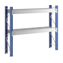 Manorga Schwerlast-Gro&szlig;fachregal mit Drahtgitterauflagen, Rahmenfarbe Blau, HxBxT 1996 x 2410 x 600 mm, Grundregal