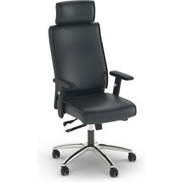B&uuml;rostuhl Amer, h&ouml;henverstellbare Armlehnen, Leder, schwarz kaiserkraft