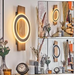 hofstein Besperia Wandleuchte LED Holzoptik, Schwarz, 1-flammig