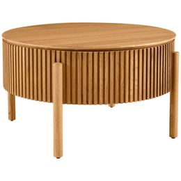 Waldwelt Couchtisch, Eiche, Holz, Holzwerkstoff, Eiche, furniert, massiv, rund, rund, 75x42x75 cm, Stauraum, herausnehmbares Tablett, einfacher Aufbau, Wohnzimmer, Wohnzimmertische, Couchtische, Couchtische mit Stauraum