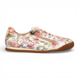 Laura Vita Damen-Sneaker Tivanao-05 aus rosafarbenem Leder mit Blumenmuster und Rei&szlig;verschluss