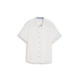 Tom Tailor Herren Plus Size - Regular Fit Kurzarmhemd mit Leinenanteil, wei&szlig;, Uni, Gr. 2XL