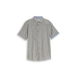 Tom Tailor Herren Regular Fit Kurzarmhemd mit Leinenanteil, gr&uuml;n, Uni, Gr. XL