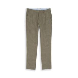 Tom Tailor Herren TTREGULAR Chino Hose mit Leinenanteil, gr&uuml;n, Gestreift, Gr. 33/32