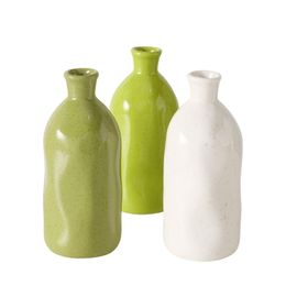 Boltze Vase Mylana, 3er Set Gr&uuml;n, Gr&uuml;n, Wei&szlig; skandinavische Deko Online Shop