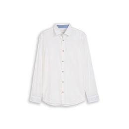 Tom Tailor Herren Regular Fit Hemd mit Leinenanteil, wei&szlig;, Uni, Gr. XL