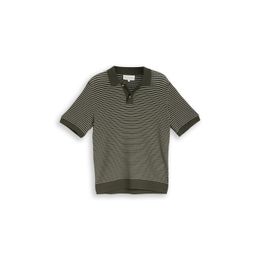 Tom Tailor Herren Strickpullover mit Polokragen, gr&uuml;n, Gestreift, Gr. XL