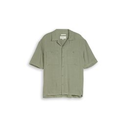 Tom Tailor Denim Herren Loose Fit Resort Hemd mit Leinenanteil, gr&uuml;n, Uni, Gr. XL