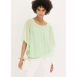 bonprix Chiffonbluse mit Untertop, gr&uuml;n, Gr.42, festliche Chiffonbluse mit Fledermaus&auml;rmeln und elastischem Bund