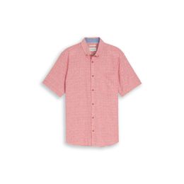 Tom Tailor Herren Regular Fit Kurzarmhemd mit Leinenanteil, orange, Kariert, Gr. XXXL
