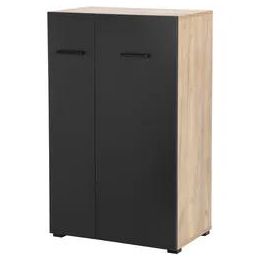 Aktenschrank Places of Style "Moid; Mehrzweckschrank", braun (eiche natur, schwarzer graphit), B:64,5cm H:106cm T:41,5cm, Holzwerkstoff, Schr&auml;nke, moderne Kommode mit viel Stauraum, Ma&szlig;e 64,5 x 41,5 x 106 cm