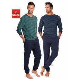 Le Jogger Herren Pyjama, petrol, marine, Gr&ouml;&szlig;e 44/46