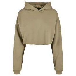 Rundhalspullover Urban Classics "Urban Classics Damen Ladies Oversized Cropped Hoody", Damen, Gr. 4XL, khaki, 65% Baumwolle, 35% Polyester, unifarben, oversize, ohne Ausschnitt, Pullover Rundhalspullover