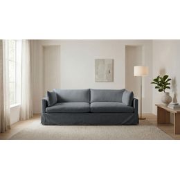 3-Sitzer OTTO HOME "Joucas, Hussensofa, Breite 244 cm", grau (dunkelgrau), B:244cm H:85cm T:104cm, 100% polyester, Sofas, extra tiefe Sitzfl&auml;che, mit Faserball-F&uuml;llung f&uuml;r mehr Sitzkomfort