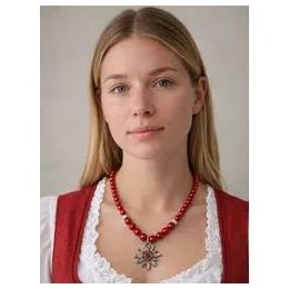 Allg&auml;u Rebell Collier ALLG&Auml;U REBELL "Heidi", Damen, Gr. onesize, Glas, rot, Basic, Halsketten Collier, mit Edelwei&szlig; Anh&auml;nger
