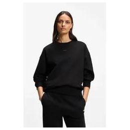 Sweatshirt BOSS ORANGE "Eteia Premium Damenmode", Damen, Gr. M, schwarz (schwarz 001), Strick, Obermaterial: 100% Baumwolle, unifarben, oversize, Rundhals, B&uuml;ndchen, Sweatshirts Sweatshirt, oversized, Rundhals, mit BOSS Logo