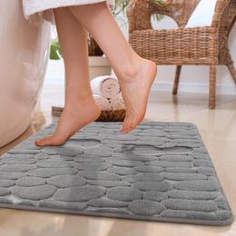 Badematte Paco Home "Corby 256, Memory-Schaum Effekt", grau, H:13mm, Polyester, Badematten, Badematte, Badteppich, Uni Farben, Motiv Steine, Hoch-Tief Effekt