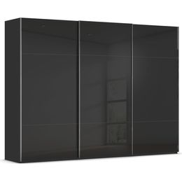 Schwebet&uuml;renschrank Rauch "Kleiderschrank Schrank Garderobe Schlafzimmerschrank CONTIDO", schwarz (schwarz, glas schwarz), B:301cm H:223cm T:68cm, Holzwerkstoff, Schr&auml;nke, Schwebet&uuml;renschrank, aus hochwertigem Material in 6 Breiten 2 Griff-Farben MADE IN GERMANY