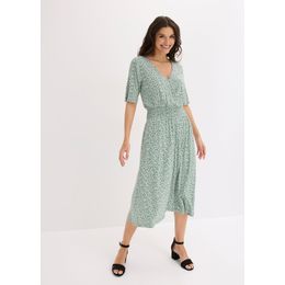 bonprix Jerseykleid aus Viskose-Mix, gr&uuml;n, Gr.52/54 (XXL), Sommerliches Jerseykleid aus nachhaltiger Viskose mit elastischem Bund in der Taille., aus Viskose