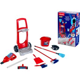 Kinder-Besenwagen klein "Vileda", rot (rot, blau), Spielzeug-Haushaltsger&auml;te, KinderB:29cm H:60cm T:24cm, Kunststoff, mit Staubsauger; Made in Germany, B:29cm H:60cm T:24cm