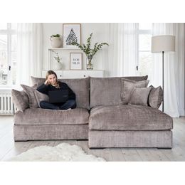 Ecksofa Home Affaire "Casa XL L-Form, B: 190 cm", taupe, B:190cm T:187cm, 100% Polyester, Sofas, Ecksofa, 4 Zierkissen, Mega-Sofa, in Cord oder Chenille-Struktur, Federkern