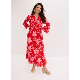 bonprix Maxikleid, rot, Gr.38, sommerliches Maxikleid aus flie&szlig;ender Viskose mit V-Ausschnitt, aus Viskose