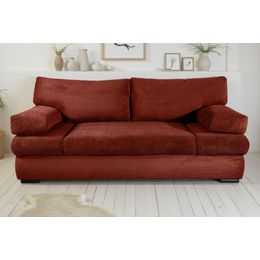 Schlafsofa Collection AB "Tina, B: 200 cm, Liegefl. 146x200 cm", terrakotta, B:200cm H:42cm T:95cm, 100%Polyester, Sofas, Schlafsofa, Bettfunktion, Bettkasten & 2 Armlehnenkissen, Federkern