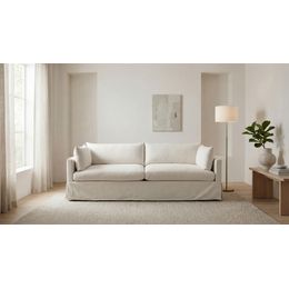 3-Sitzer OTTO HOME "Joucas, Hussensofa, Breite 244 cm", beige (sand), B:244cm H:85cm T:104cm, 100% polyester, Sofas, extra tiefe Sitzfl&auml;che, mit Faserball-F&uuml;llung f&uuml;r mehr Sitzkomfort